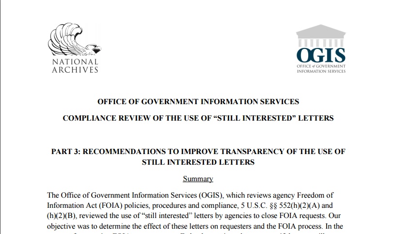 OGIS is Still Interested in Still Interested Letters – The FOIA Ombuds