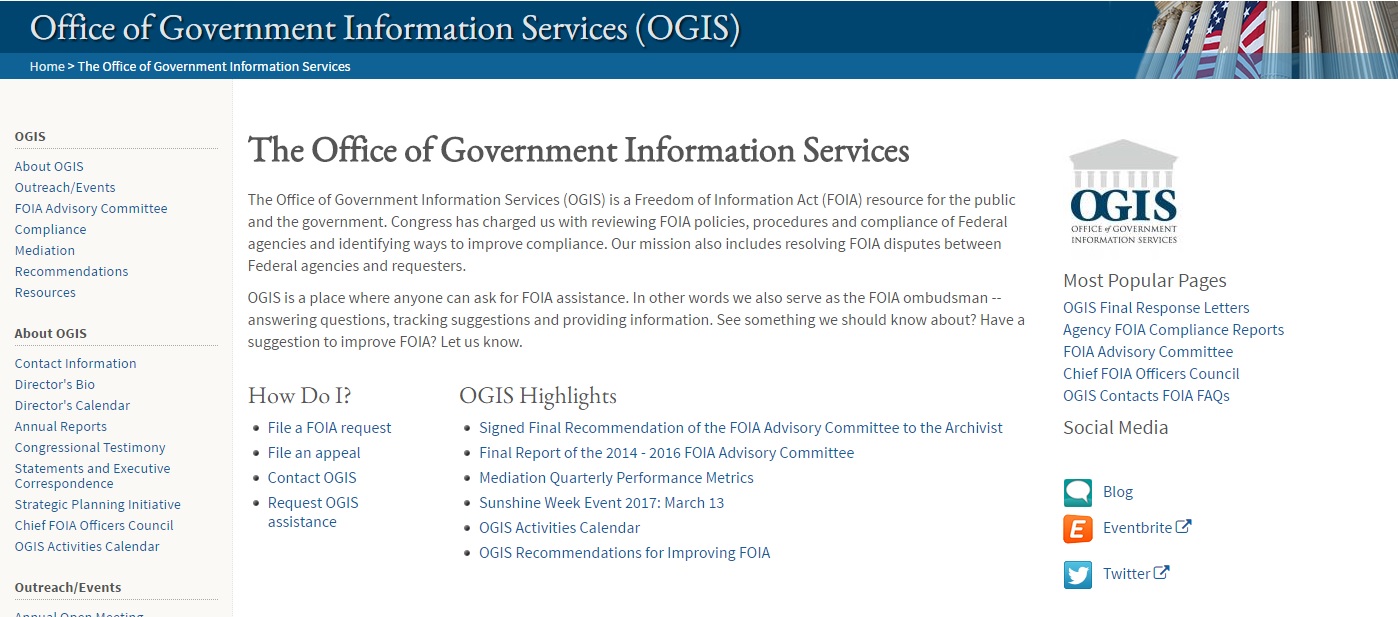 Update Your Address Book: OGIS is Moving! – The FOIA Ombuds